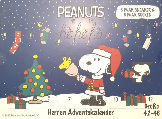 SOCKEN ADVENTSKALENDER PEANUTS Herren 42-46, 12 Paar EUR 26,93 ... SOCKEN ADVENTSKALENDER PEANUTS Herren 42-46, 12 Paar EUR 26,93 ...