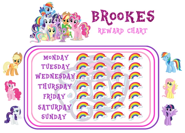 PERSONALISED MY LITTLE Pony Reward Chart Poster and Sticker Stars £3.99 ...