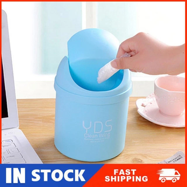 MINI WASTE BIN Desktop Home Garbage Basket Table Trash Can with Lid ...