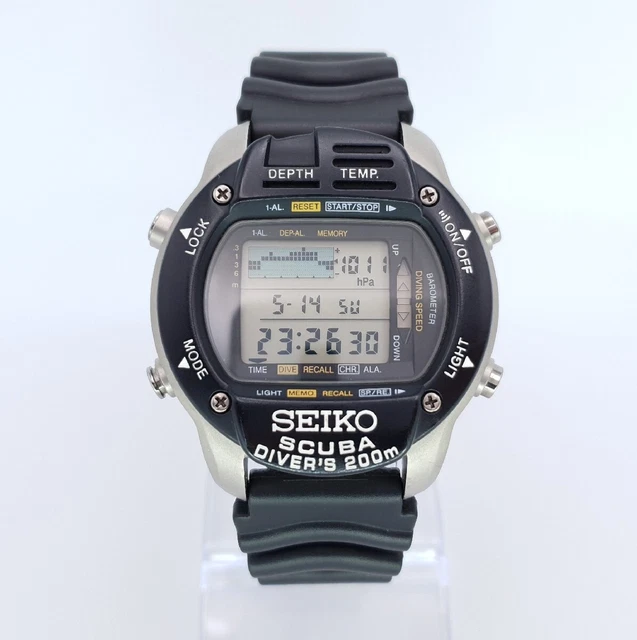 SEIKO M796-5A10 SCUBA DIVER'S 200M TITANIUM Vintage Digital Watch Japan ...