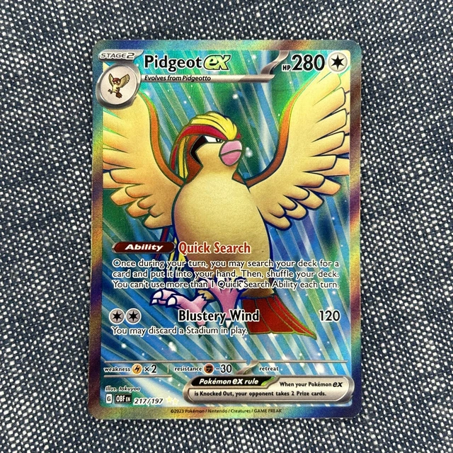 POKÉMON TCG PIDGEOT ex SV03: Obsidian Flames 217/197 Holo Ultra Rare ...