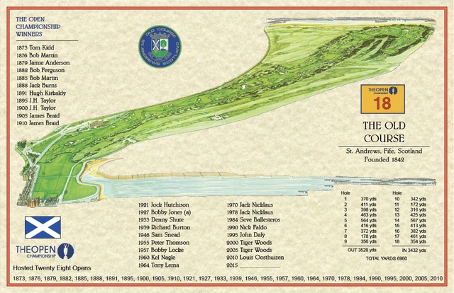 BRITISH OPEN COURSES--14 Vintage Golf Course Maps of all Open courses ...