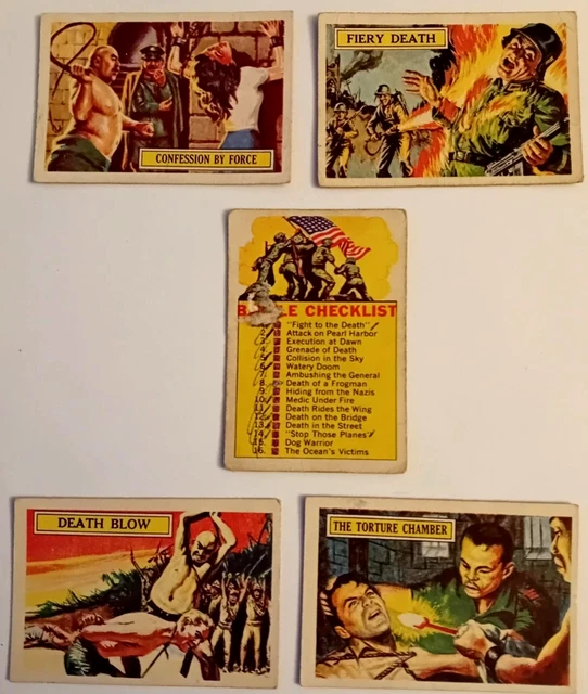 BATTLE SERIES ALL 4 Banned + Checklist #73 A&bc Gum cards #32,39,42,44 ...