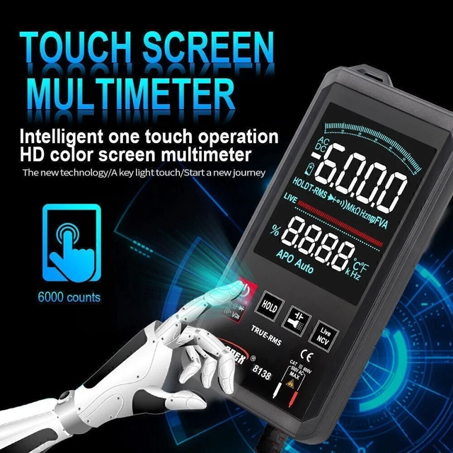 PORTABLE DIGITAL MULTIMETER 6000 Counts True RMS AC/DC Voltage ...