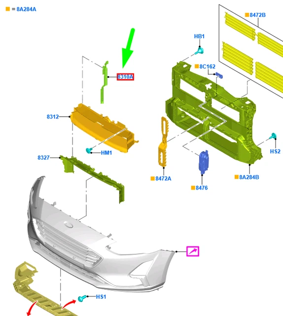 DÉFLECTEUR D'AIR AVANT droit Ford Focus MK4 C519 JX6B-8310-A1A 2206750 ...
