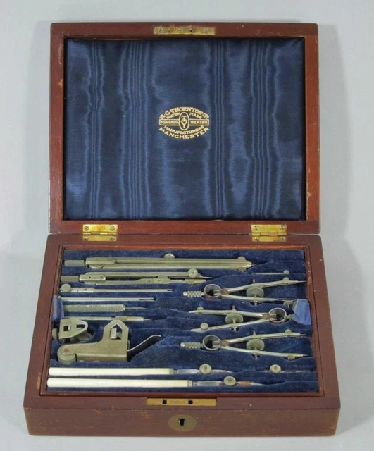 FINE ANTIQUE DRAWING ARCHITECTS ENGINEERS INSTRUMENT SET by THORNTON ...