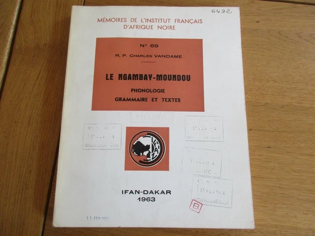 IFAN AFRIQUE NOIRE le ngambay moundou phonology grammar texts 1963 chad ...
