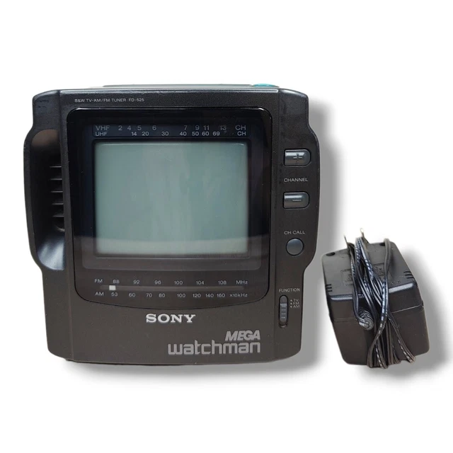 VINTAGE SONY MEGA Watchman Walkman Portable TV AM/FM Radio FD-525 Works ...