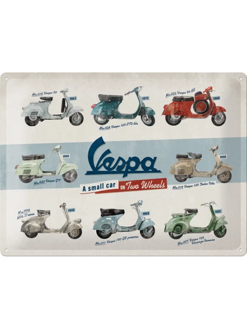 NOSTALGIC-ART LICENSED PRODUCT Large Metal Sign Vespa Model Chart 30x4 ...