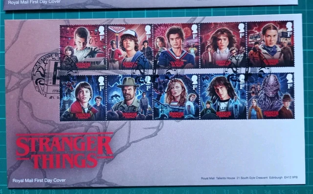 2026 STRANGER THINGS Set Of 10 And Miniature Sheet Fdc Strange St Leigh ...