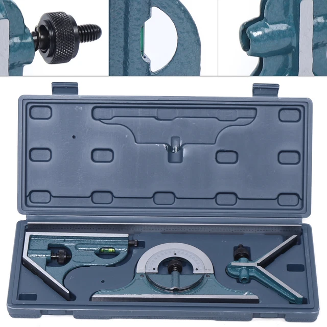 180° COMBINATION SQUARE Set Angle Ruler Measuring Tool Protractor Angle ...