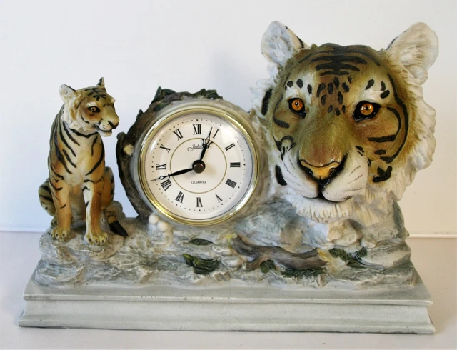 VINTAGE TIGER WITH Cub Mantel Clock The Juliana Collection Clock ...