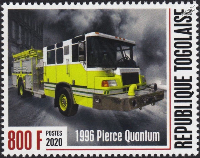 1996 PIERCE QUANTUM Pumper Fire Engine Truck Firefighting Stamp #24 £1. ...