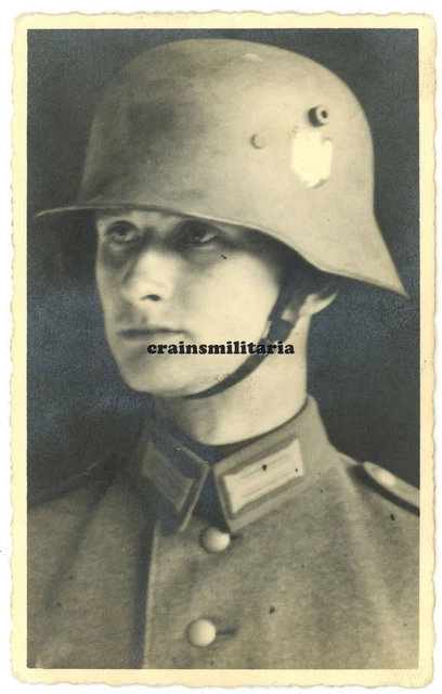 ORIG. FOTO AK Portrait Heer Soldat mit frühe M-18 Stahlhelm EUR 9,99 ...