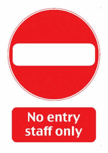 STOP NO ENTRY Sign Staff Only Sign Laminated Security Sign A4 Warning ...