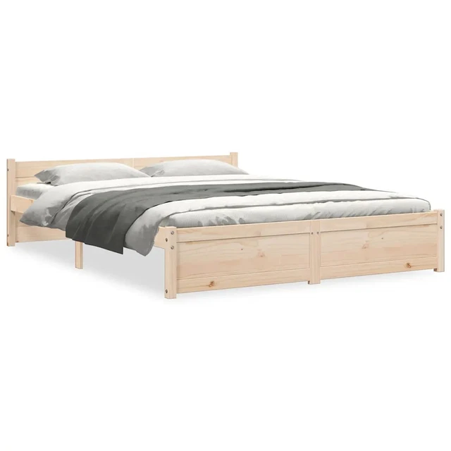 WALPLUS SOLID WOOD Bed Frame Without Mattress 160x200 cm King Size Bed ...