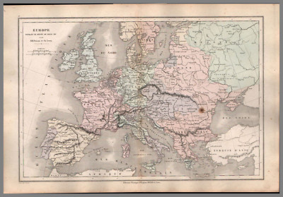 CARTE MAP ANCIENNE Europe Sous Louis Xiv 1861 Be Original EUR 19,50 ...
