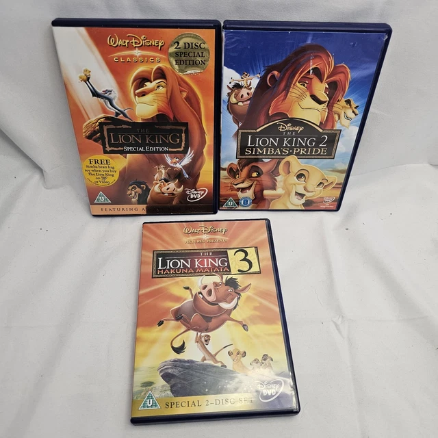 THE LION KING Trilogy DVD Bundle Set Collection (2014) cert U Disney ...