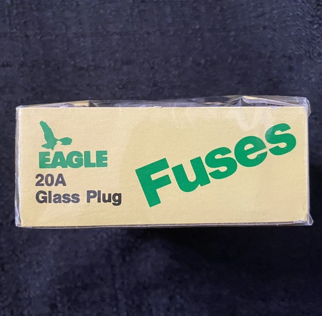 BOX OF 5 Eagle 690-20 125 Volt 20 Amp Glass Plug Fuses - Sealed New in ...