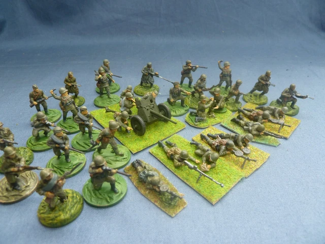 35 WW2 SOVIET Infantry, Anti Tank Gun, Mortar & MGs. Painted 1/72 20mm ...