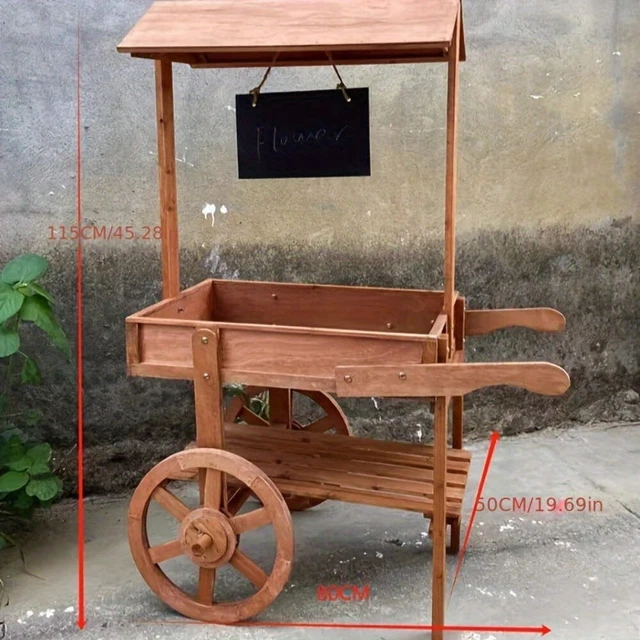 TWO-TIER WOODEN PLANT Trolley Stand with Wheels $454.99 - PicClick AU