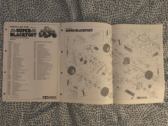 TAMIYA ORIGINAL EXPLODED Diagram Parts Guide Super Blackfoot 58110 £21. ...