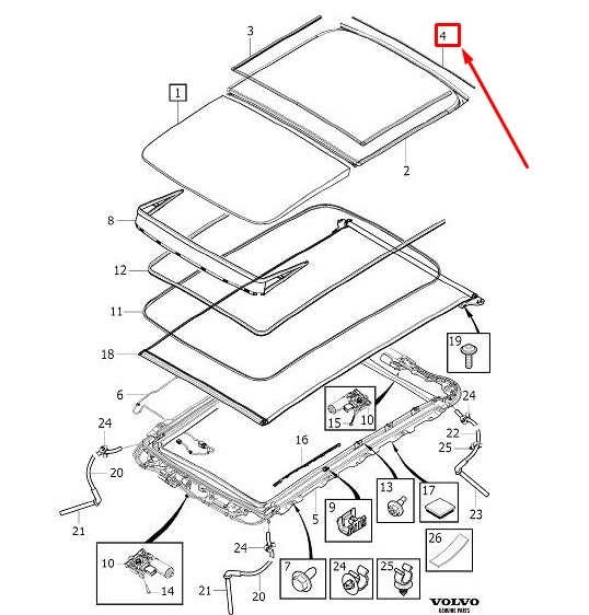 VOLVO XC90 II MK2 Schiebedachdichtung hinten 31484961 NEU ORIGINAL EUR ...