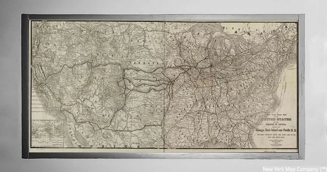 1879 MAP| NEW rail road map of the United States and the Dominion of ...