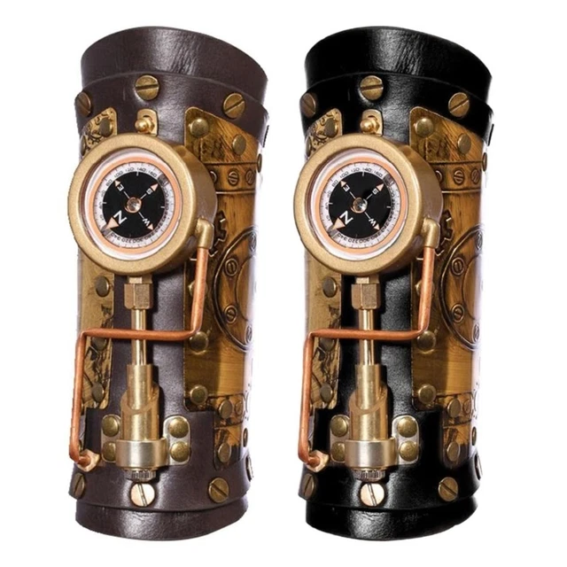UNIVERSAL STEAMPUNK WRIST Cuffs with Compass Perfect for Costume ...