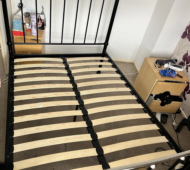 DOUBLE METAL BED Frame Slatted with Headboard & Footboard Industrial ...