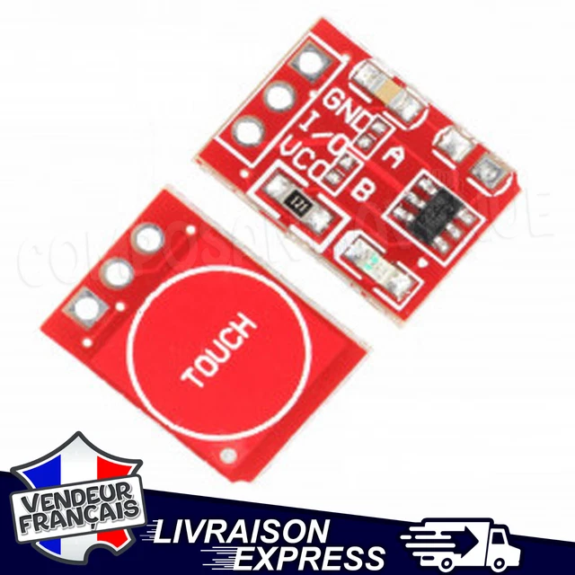 2 MODULE TTP223 TOUCHE CAPTEUR TACTILE CAPACITIF ARDUINO RASPBERRY ...