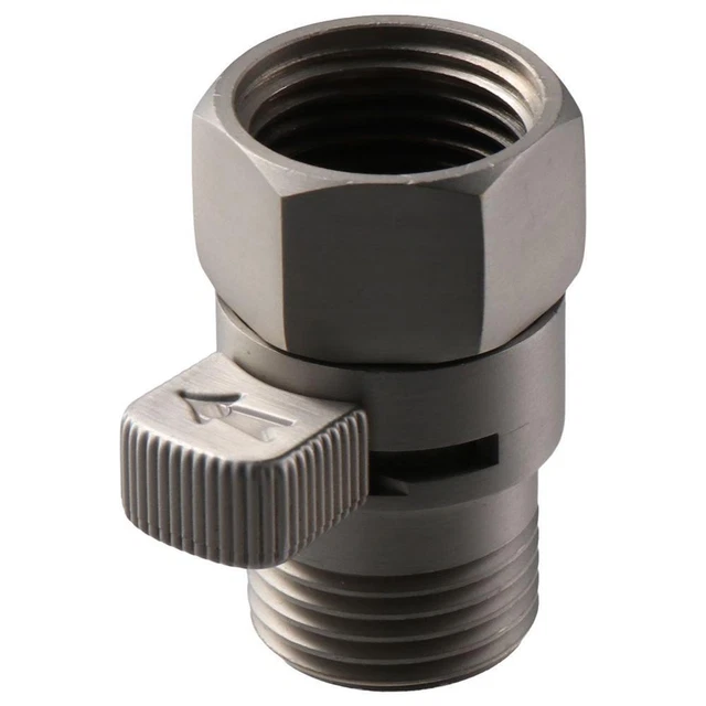 BRASS SHUT OFF Valve Brushed Nickel Flow Restrictor Handheld Shower $20 ...