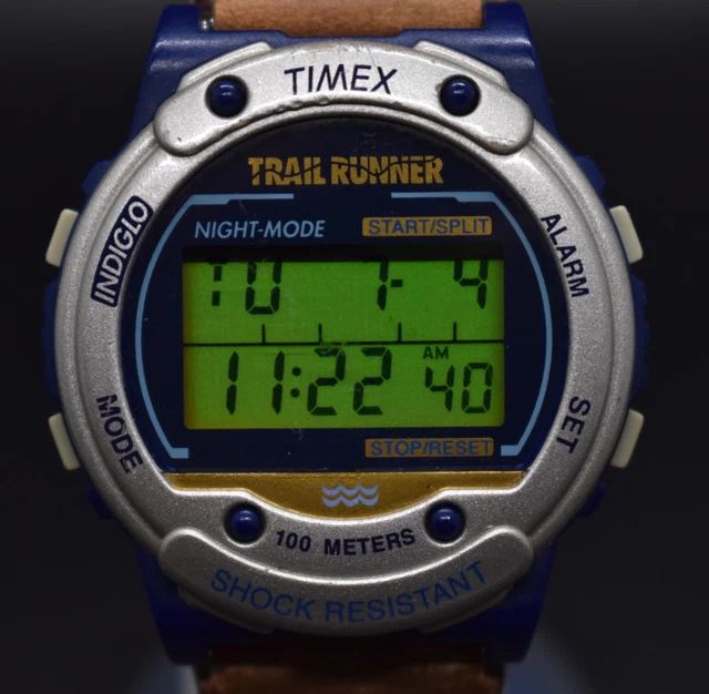 OROLOGIO VINTAGE TIMEX 745 Trail Runner 100 Metri Digitale Indiglo 1998 ...