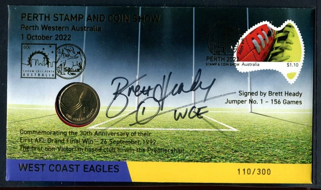 2022 PERTH STAMP & Coin Show - WCE Brett Heady Jumper No 1 PNC 110/300 ...