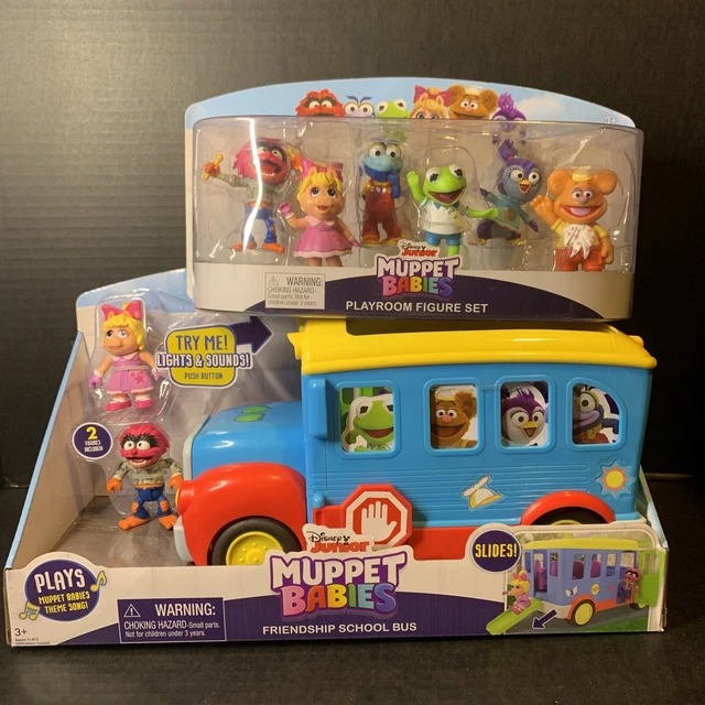 DISNEY JUNIOR MUPPET Babies Friendship School Bus & Playroom Figure Set ...