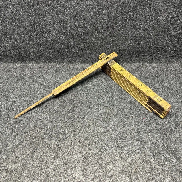 VINTAGE LUFKIN X46 Extension Rule Brass End Folding Ruler Imperial 72 ...