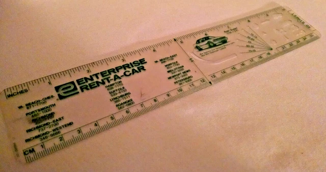 ENTERPRISE RENT A Car Ruler Plastic Flexible 10 Inch Gm Chevy Lumina ...