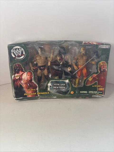 WWE JAKKS SEEK And Destroy The Rock, Kane Hollywood Hulk Hogan WWF ...