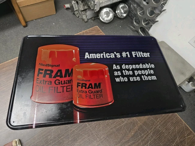 VINTAGE 1960’S FRAM OIL FILTERS Metal/Tin Sign 26” x 16” $249.99 - PicClick