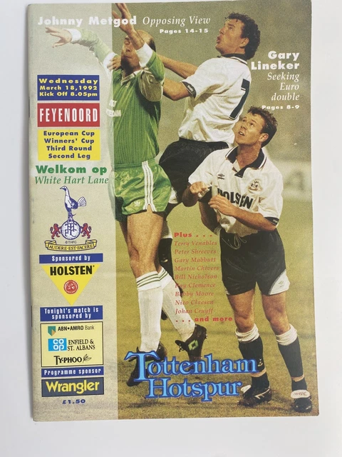TOTTENHAM HOTSPUR V Feyenoord 1992 European Cup Winner's Cup Rare ...