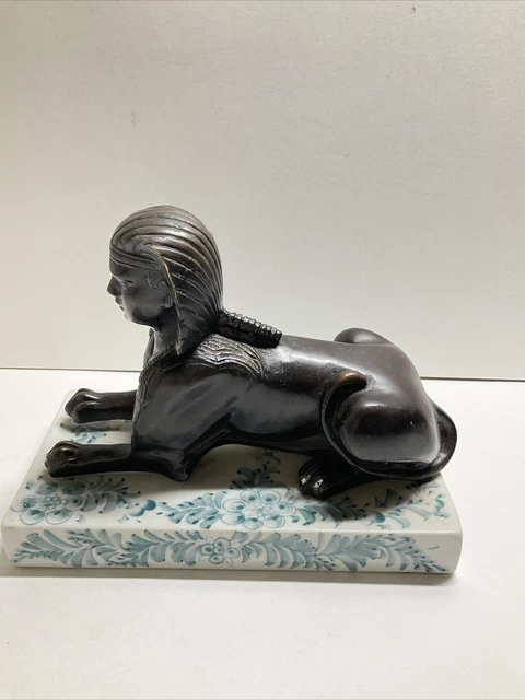 ANTIQUE BRONZE EGYPTIAN Revival Sphinx Statue On Base! Heavy - FastShip ...
