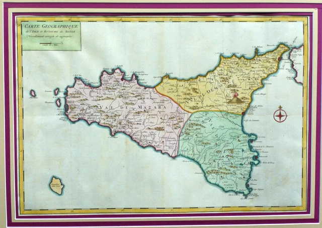 RARA SICILIA MAPPA FASCINOSA Val Demone Noto Mazara PALERMO CATANIA ...