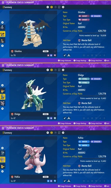 BRILLANT GIRATINA DIALGA Palkia Paquet Altered Forme 6IV Pokemon ...