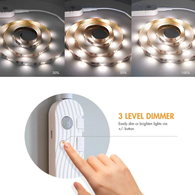 SENSKY MOTION SENSOR LED Strip Light 1m white set, 6000k Cool White £17 ...