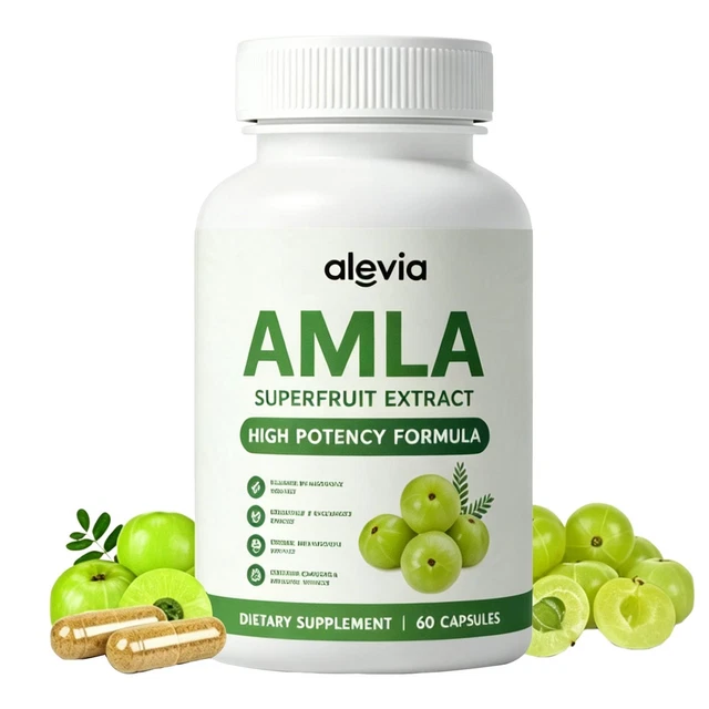 AMLA CAPSULES 1000MG Organic Indian Gooseberry 60 Count Ayurvedic ...