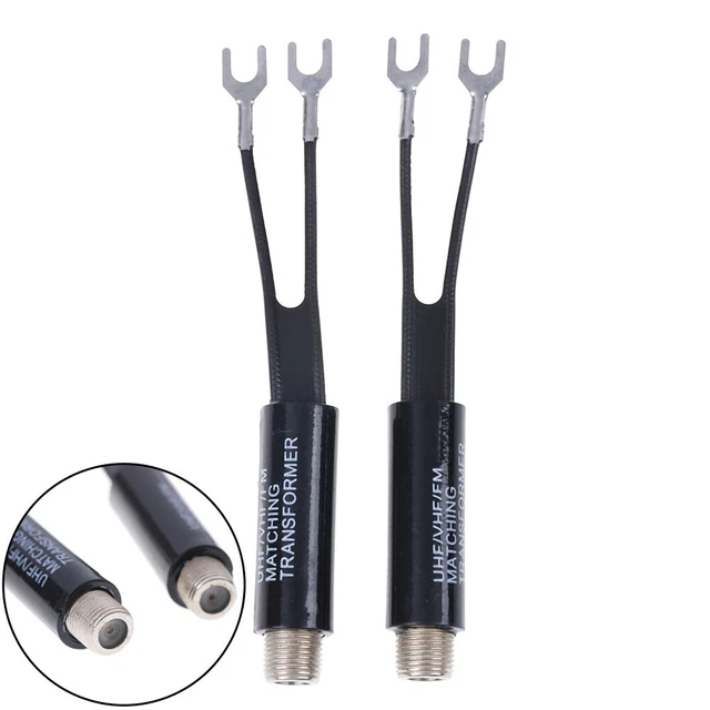 2* UHF/VHF/FM/TV F cable 75-300 Ohm balun *antenna matching transformer ...