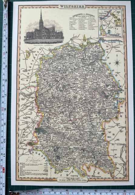 OLD VICTORIAN RAILWAY Map of Wiltshire, UK 1840 Pigot: Antique, Vintage ...