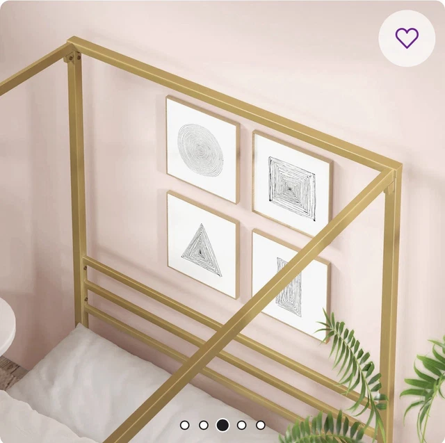 TOULOUSE METAL PLATFORM Bed frame with Canopy Frame Gold King size 5 ...