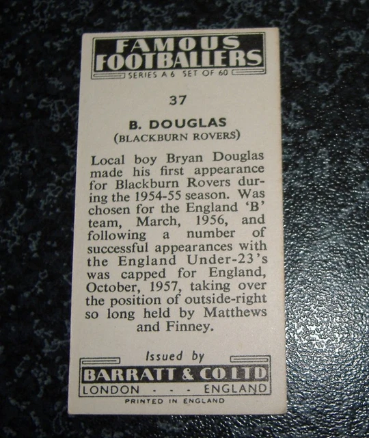 BARRATT - FOOTBALLERS A6 Series No37 - B.Douglas - Blackburn £3.84 ...