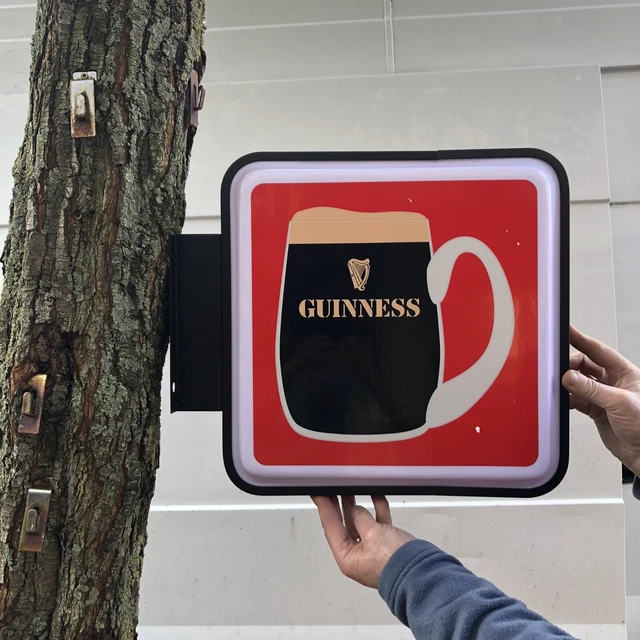 GUINNESS LIGHTED SIGN Two Sided Wall Mounted £190.00 - PicClick UK